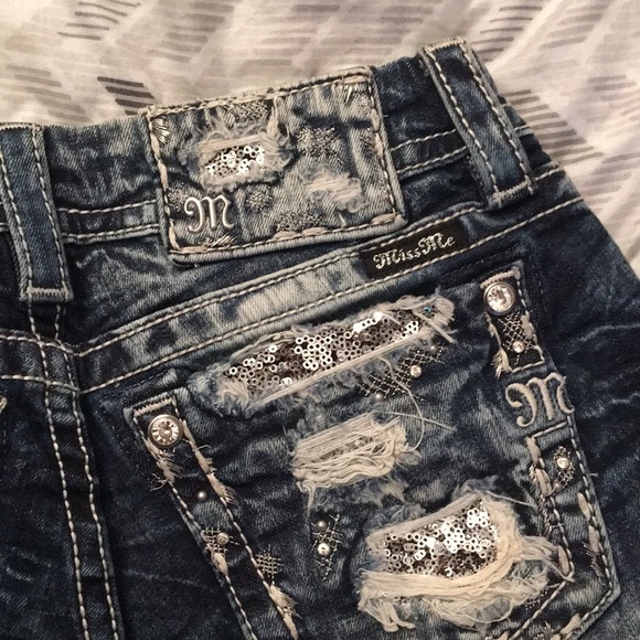 Miss Me | Shorts | Miss Me Distressed Blinged Out Sequined Pockets ...